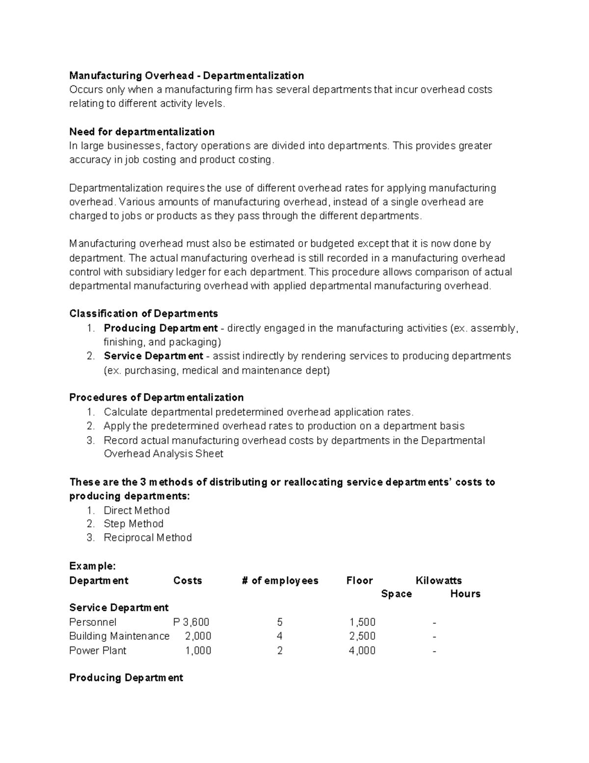 Chapter-789 - Accounting - Manufacturing Overhead - Departmentalization ...