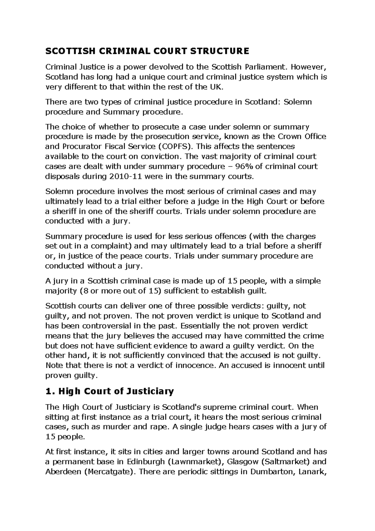 Scottish Criminal Court Structure - SCOTTISH CRIMINAL COURT STRUCTURE ...