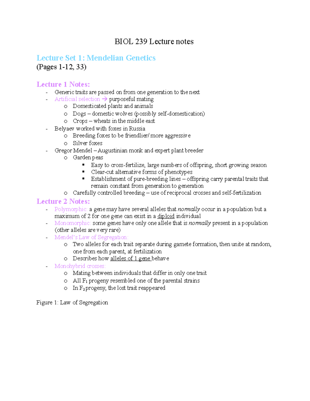 BIOL 239 Set 1 Lecture Notes Winter 2022 - BIOL 239 Lecture notes ...