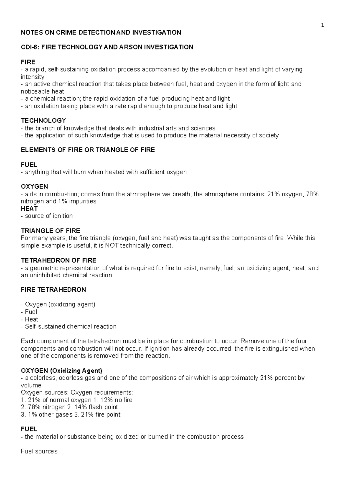 2 - BFP - NOTES ON CRIME DETECTION AND INVESTIGATION CDI-6: FIRE ...