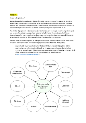 Ledelse i teori og praksis 2020 - EKSAMENSOPPGAVE - Hjemmeeksamen BIK 29451 Ledelse i teori og ...