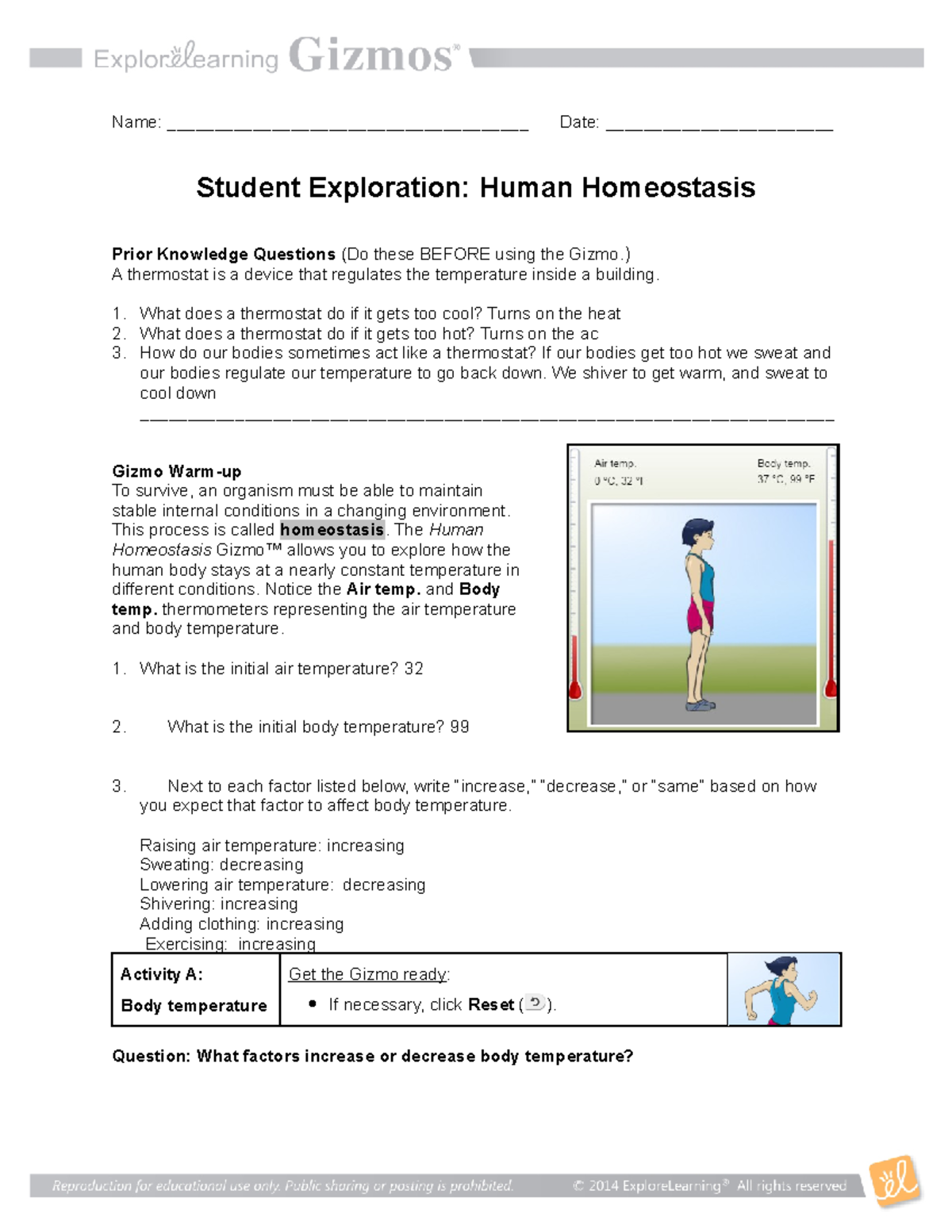 Human Homeostasis SE - r34r34r - Name ...