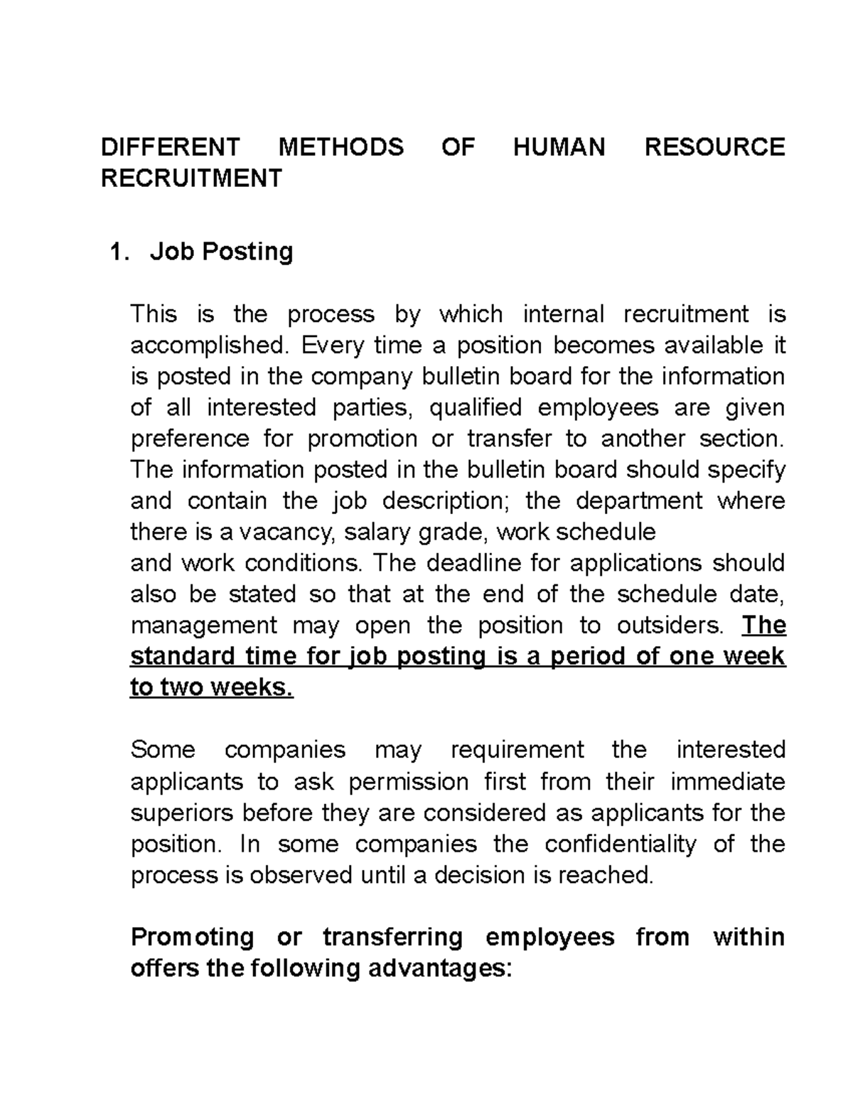 Different Methods OF Human Resource Recruitment - DIFFERENT METHODS OF ...