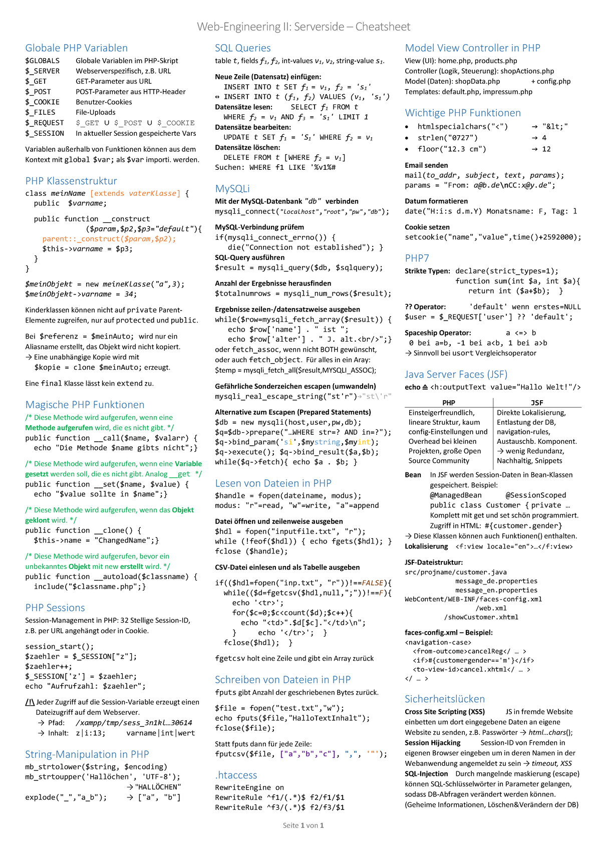 Zusammenfassung Web-Engineering II - Frank - II: Serverside Cheatsheet ...