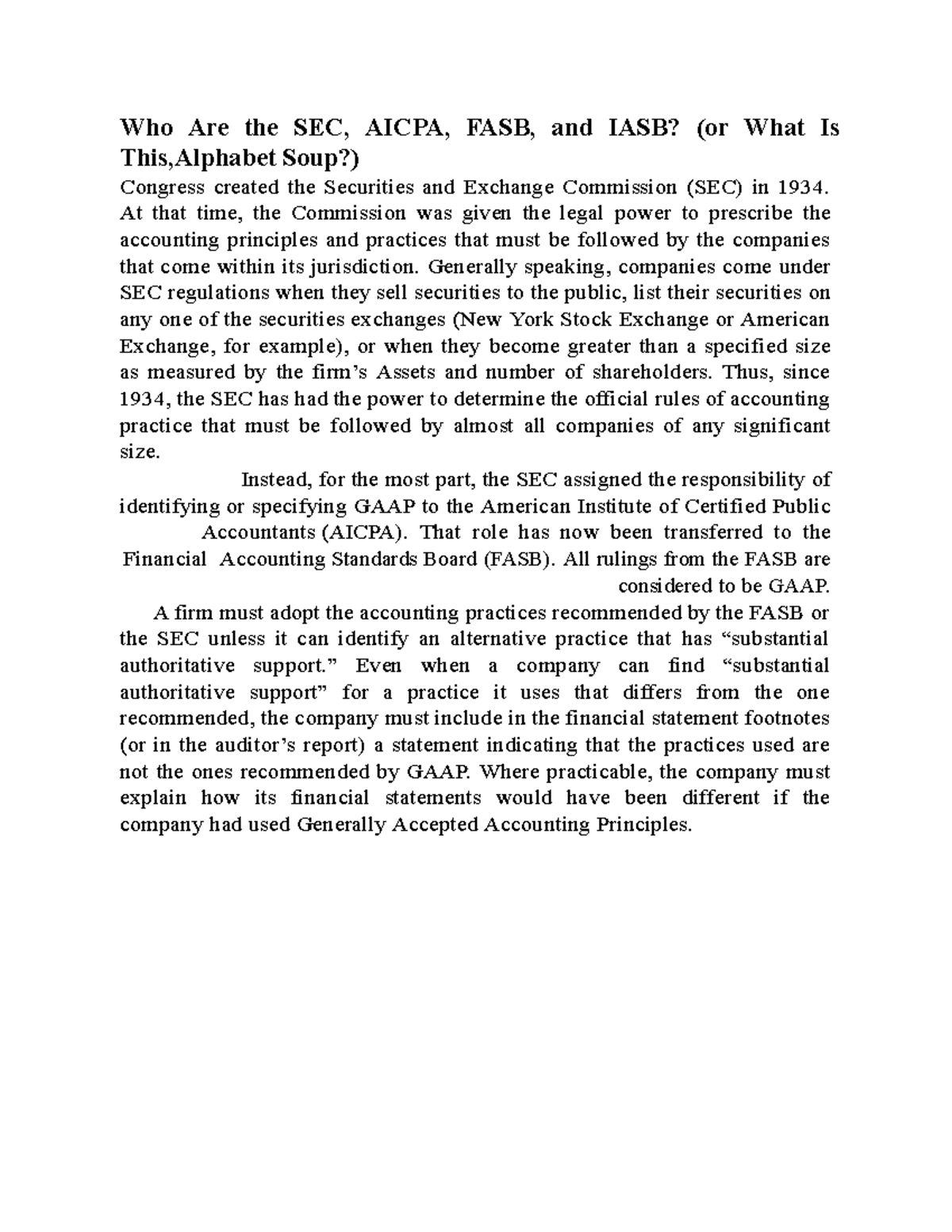 Generally Accepted Accounting Principles - Who Are the SEC, AICPA, FASB ...