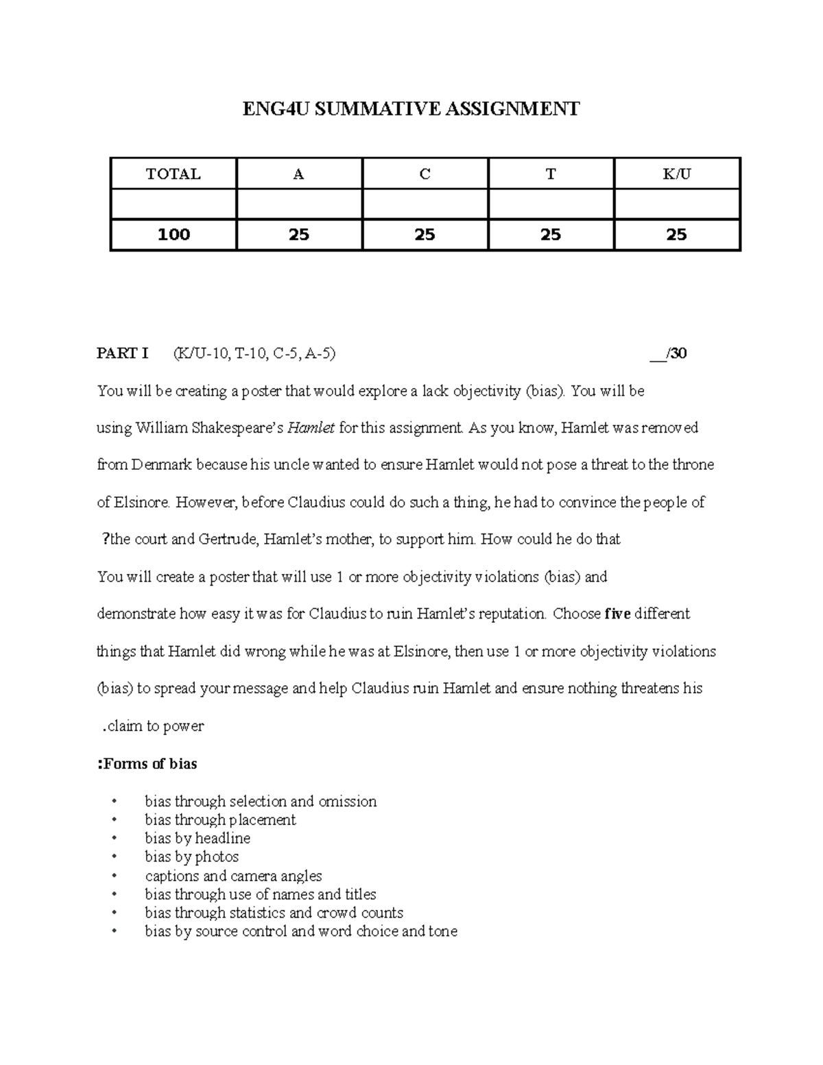 ENG4U Moodle Summative Project (OF - 30 ) - ENG4U SUMMATIVE ASSIGNMENT ...
