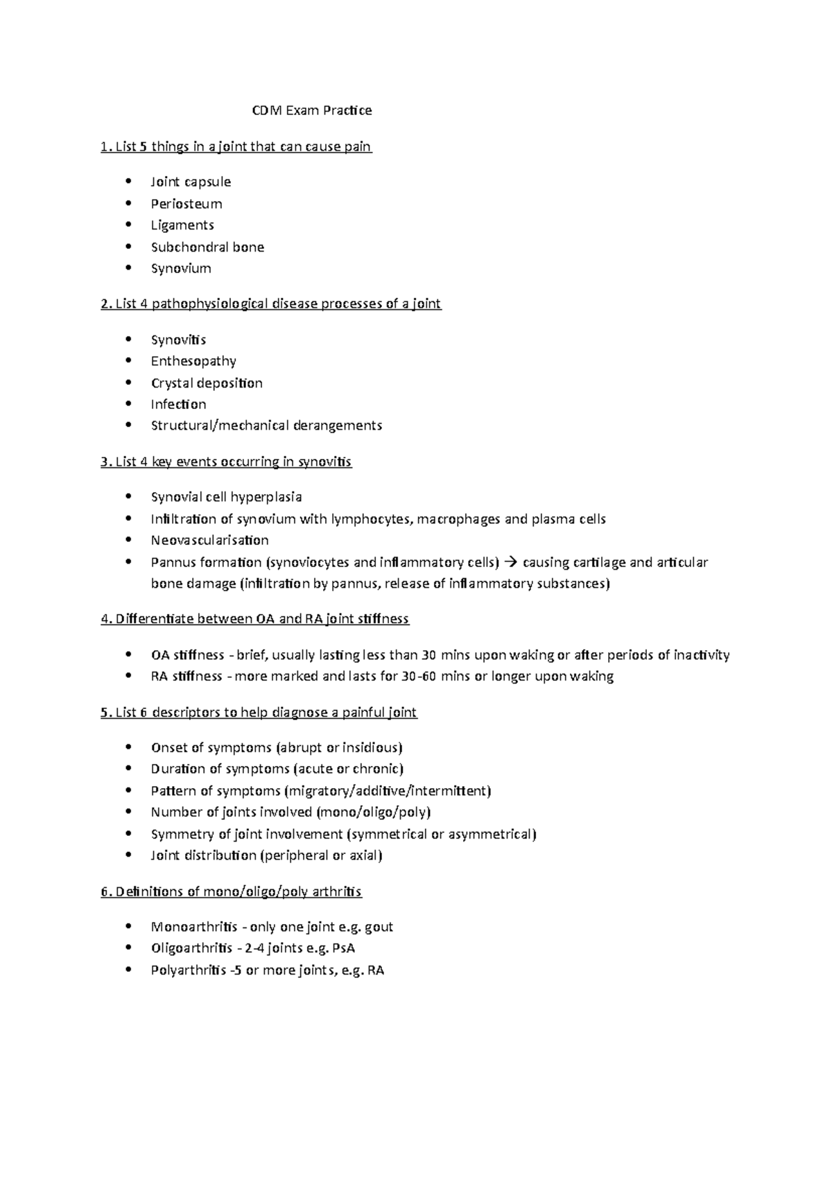 Practical - possible questions for CDM5 theory exam with answers - CDM ...