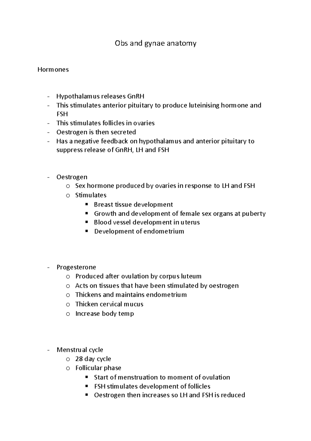 Obs and gynae anatomy - Lecture notes 15 - PHA7060-C - Bradford - Studocu