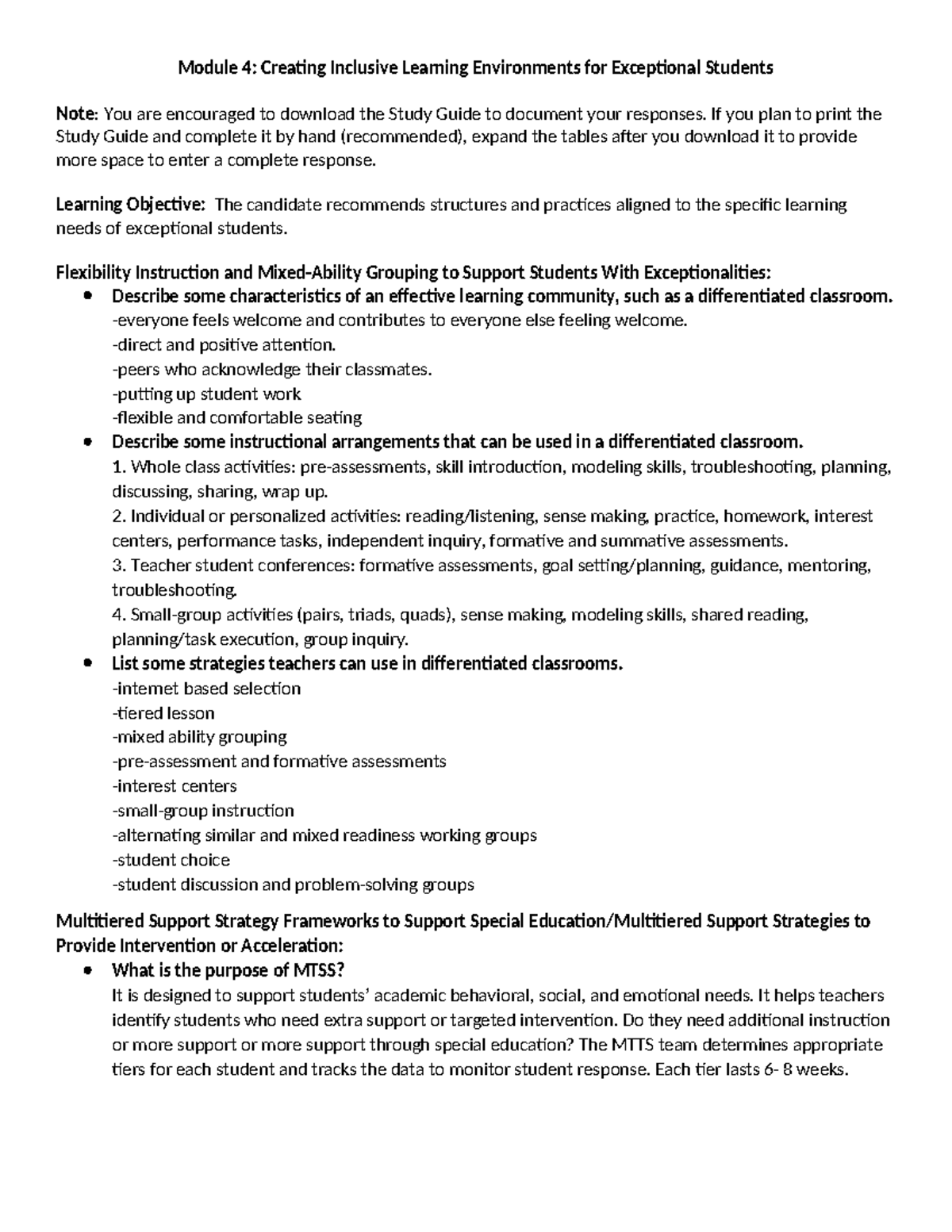 D096 d169 m4 study guide - Module 4: Creating Inclusive Learning ...