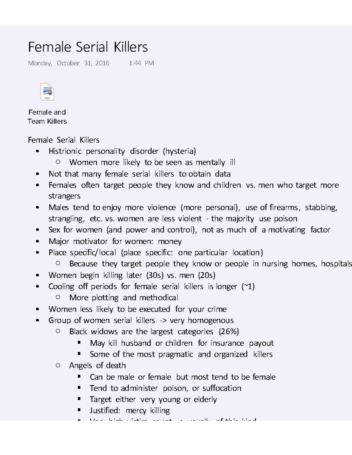 Female Serial Killers - Lecture note 11 - Female and Team Killers Women ...