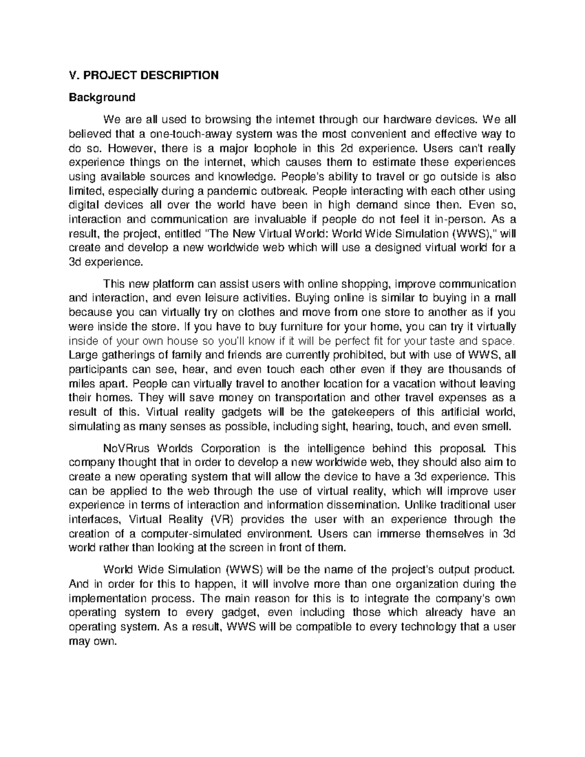 Product-Description-of-a-Project-Proposal - V. PROJECT DESCRIPTION ...