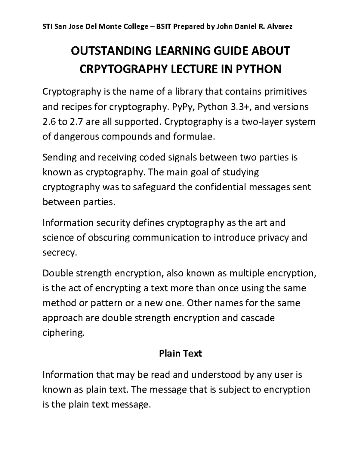 Outstanding Learning Guide About Cryptography Lecture in Python - OUTSTANDING LEARNING GUIDE ...