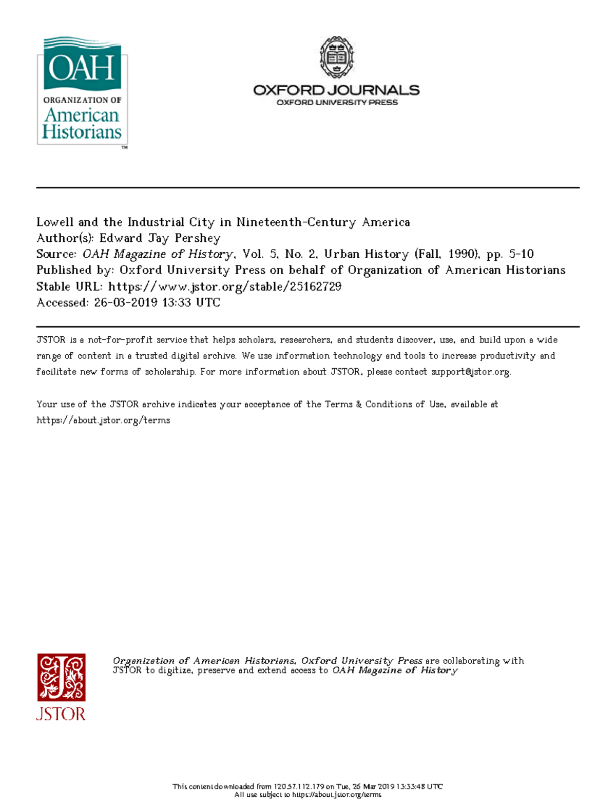 Lowell 02 - ####### Lowell and the Industrial City in Nineteenth ...