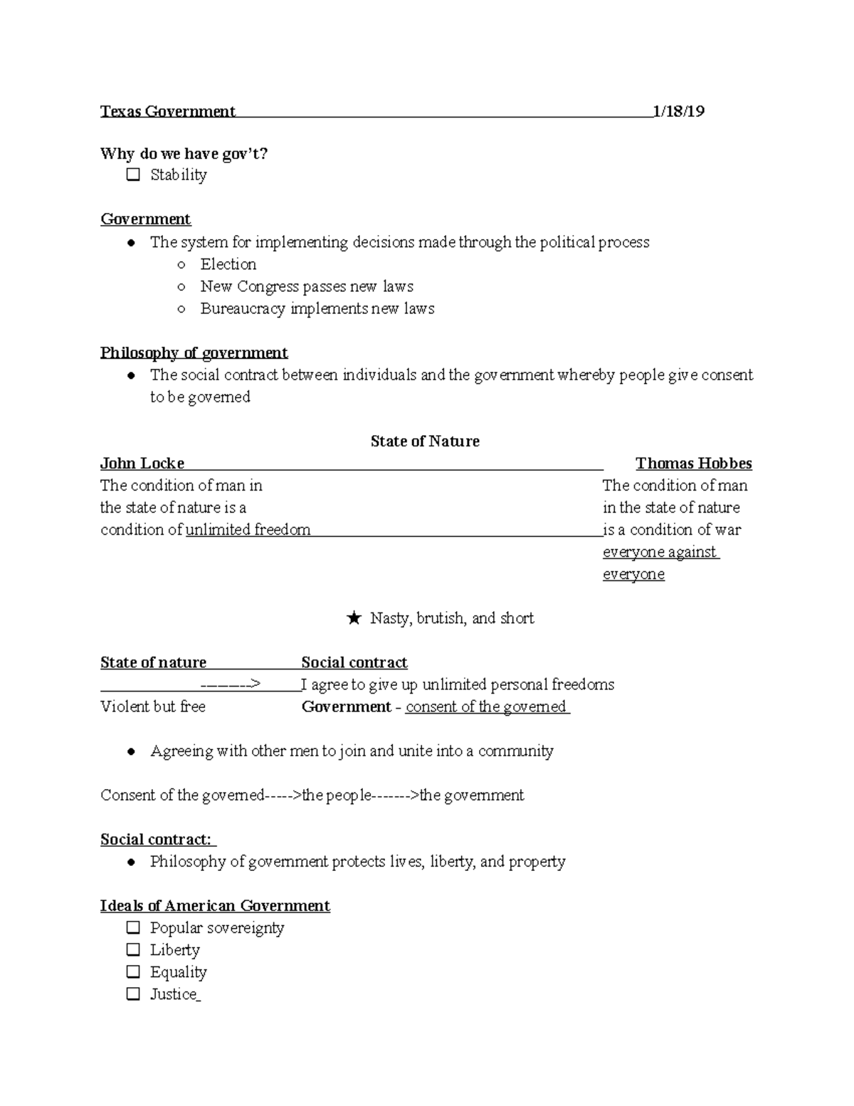 Texas Gov t - Notes taken in professor Brown's class - Texas Government ...