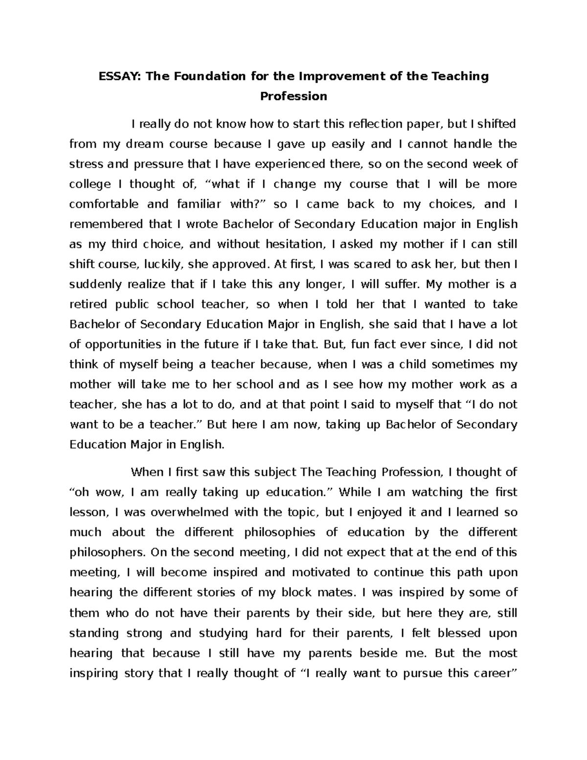 The Foundation for the Improvement of the Teaching Profession - At ...