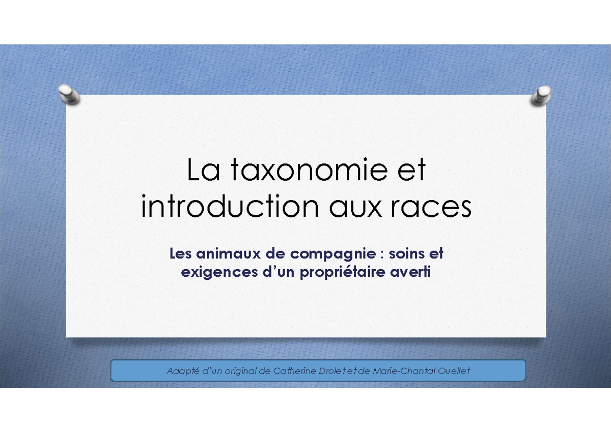Introduction au races - La taxonomie et introduction aux races Les ...