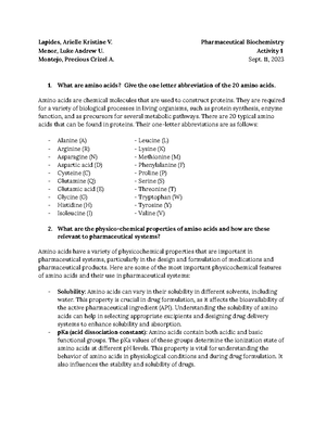DDS LEC - notes from dds - Pharmaceutical Biochemistry - Studocu