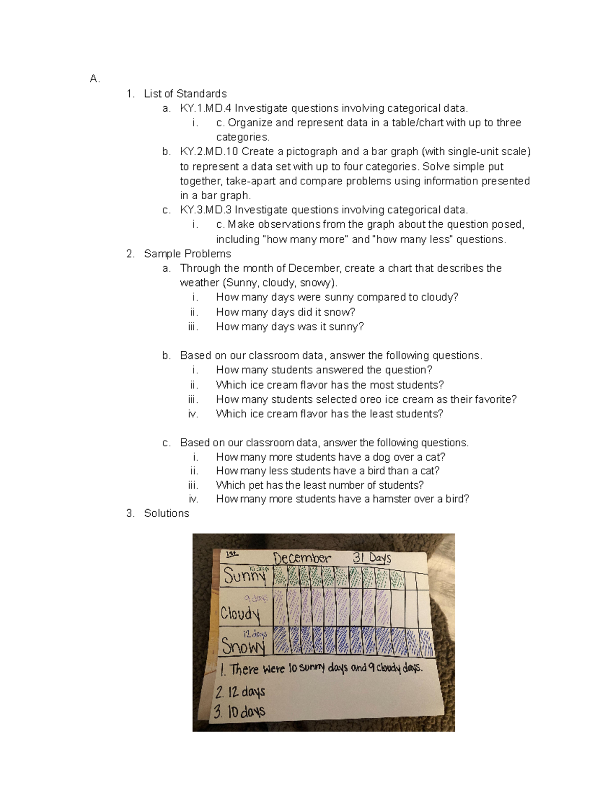 AVA 2 WGU Task 3 Geometry and Statistics - A. List of Standards a. KY.1 ...