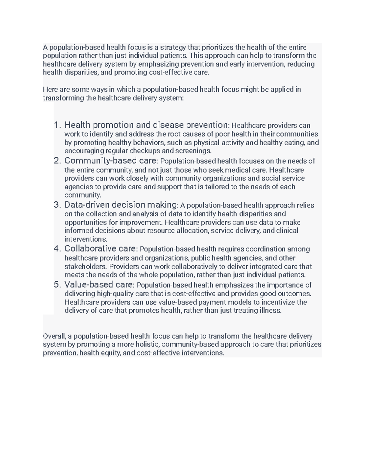 Population-based Healthcare - A population-based health focus is a ...