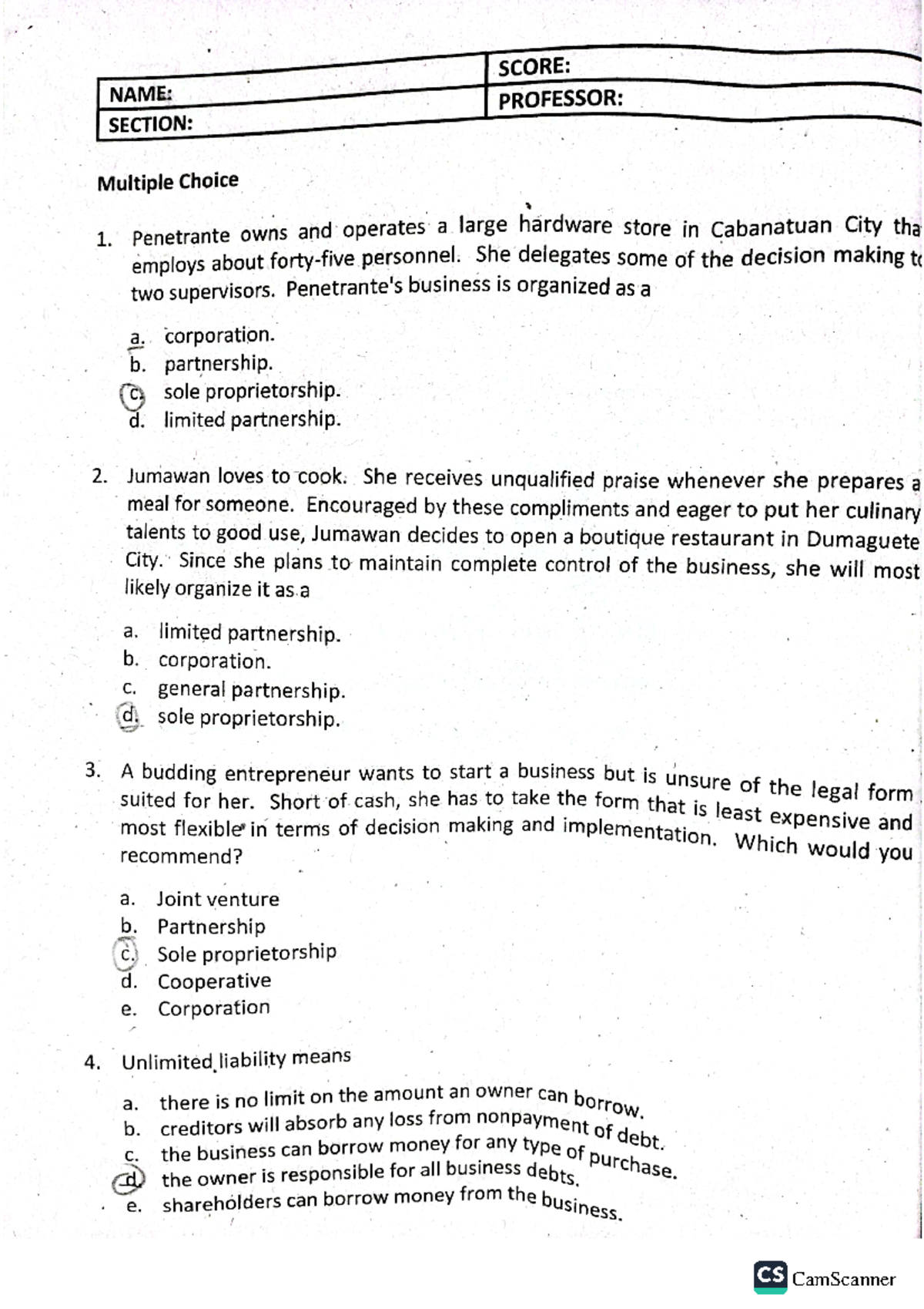 Ballada partnership mcqs - Accountancy - Studocu