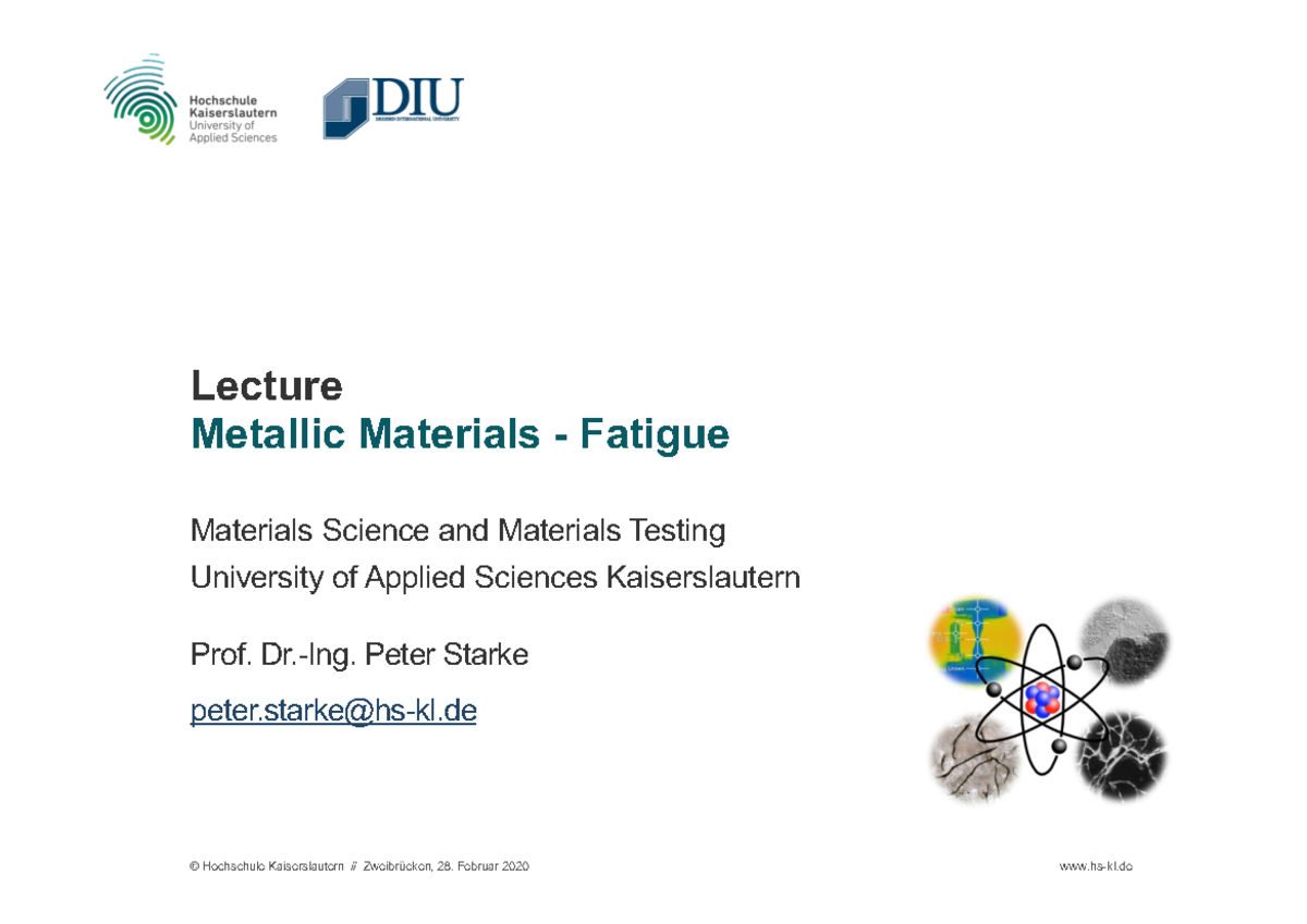 Metallic Materials Chap 10 - hs-kl Lecture Metallic Materials - Fatigue ...