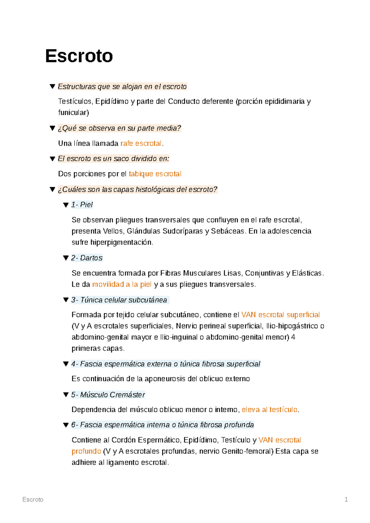 1. Escroto clase unidad pelvis - Escroto 1 Escroto Estructuras que se ...