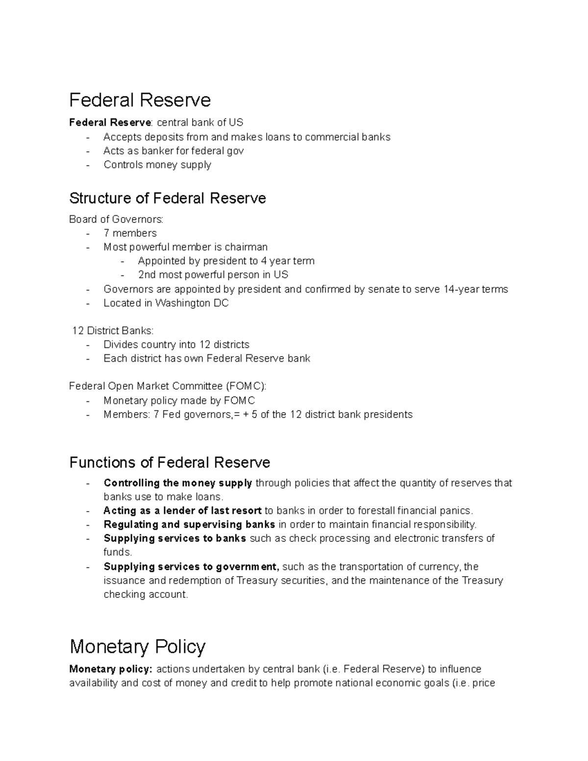 Chapter 15 - Federal Reserve Monetary Policy - Federal Reserve Federal ...