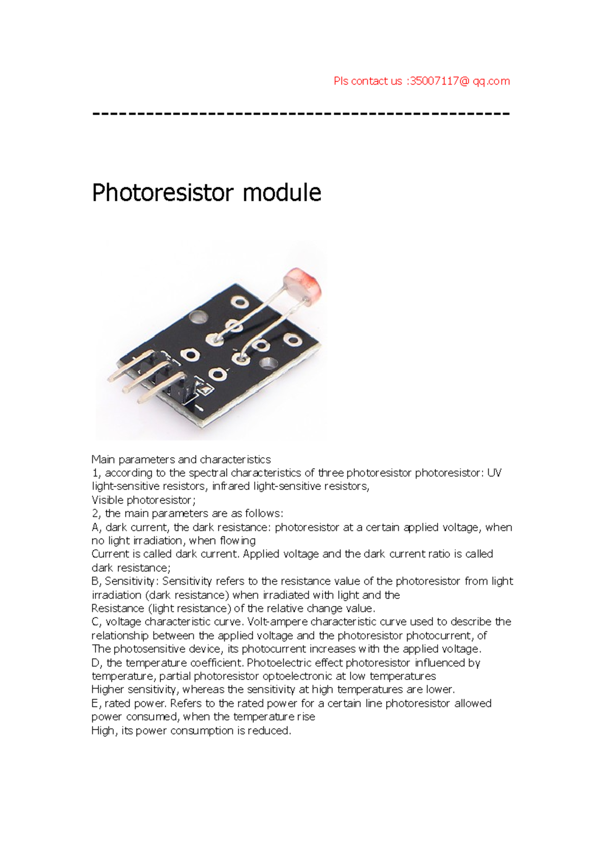 Photoresistor module - Jone Doe Su-anso - Pls contact us :35007117@ qq ...