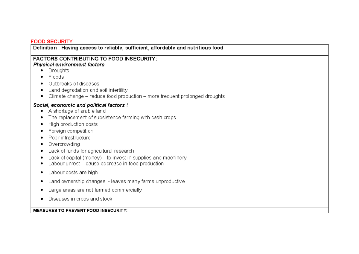 2.1 FOOD Security - Notes on economic geography - FOOD SECURITY ...