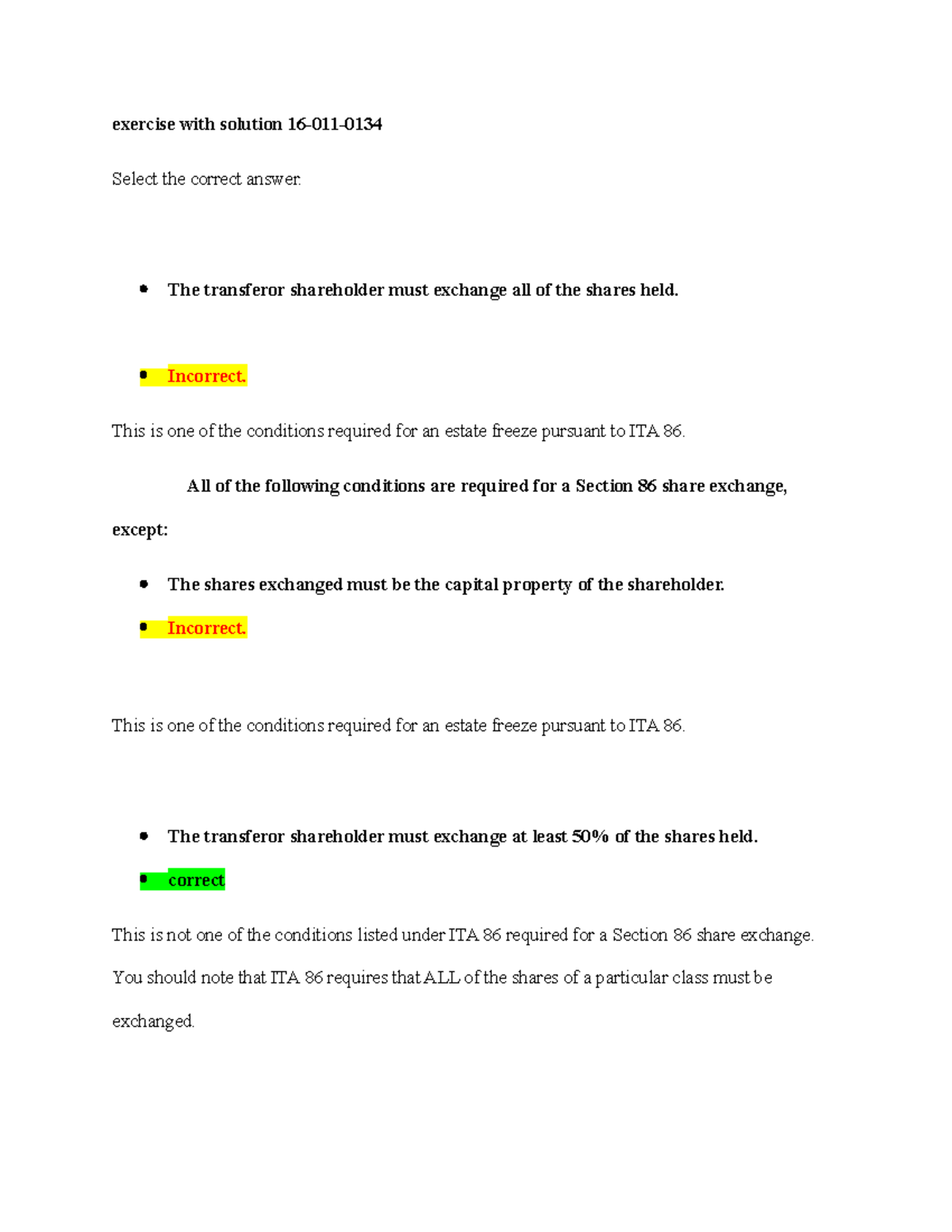 Exercise with solution 16-011-0134 - FMGT 4410 - BCIT - StuDocu
