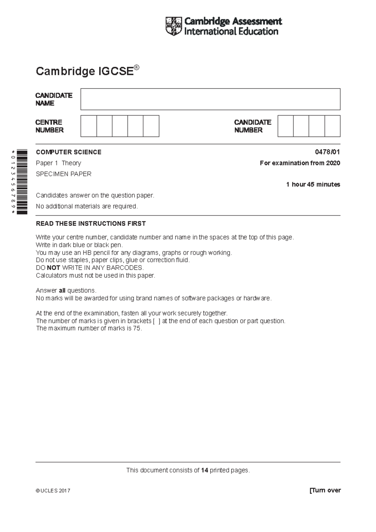 414838 2020 specimen paper 1 - This document consists of 14 printed ...