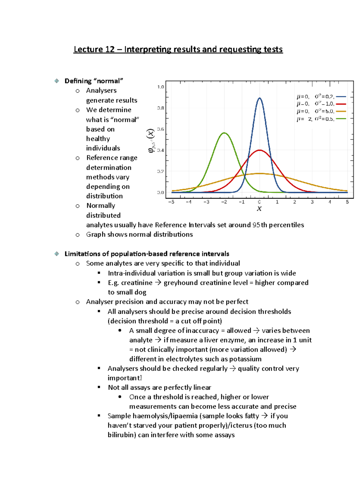 Lecture 12 – Interpreting results and requesting tests - Lecture 12 ...