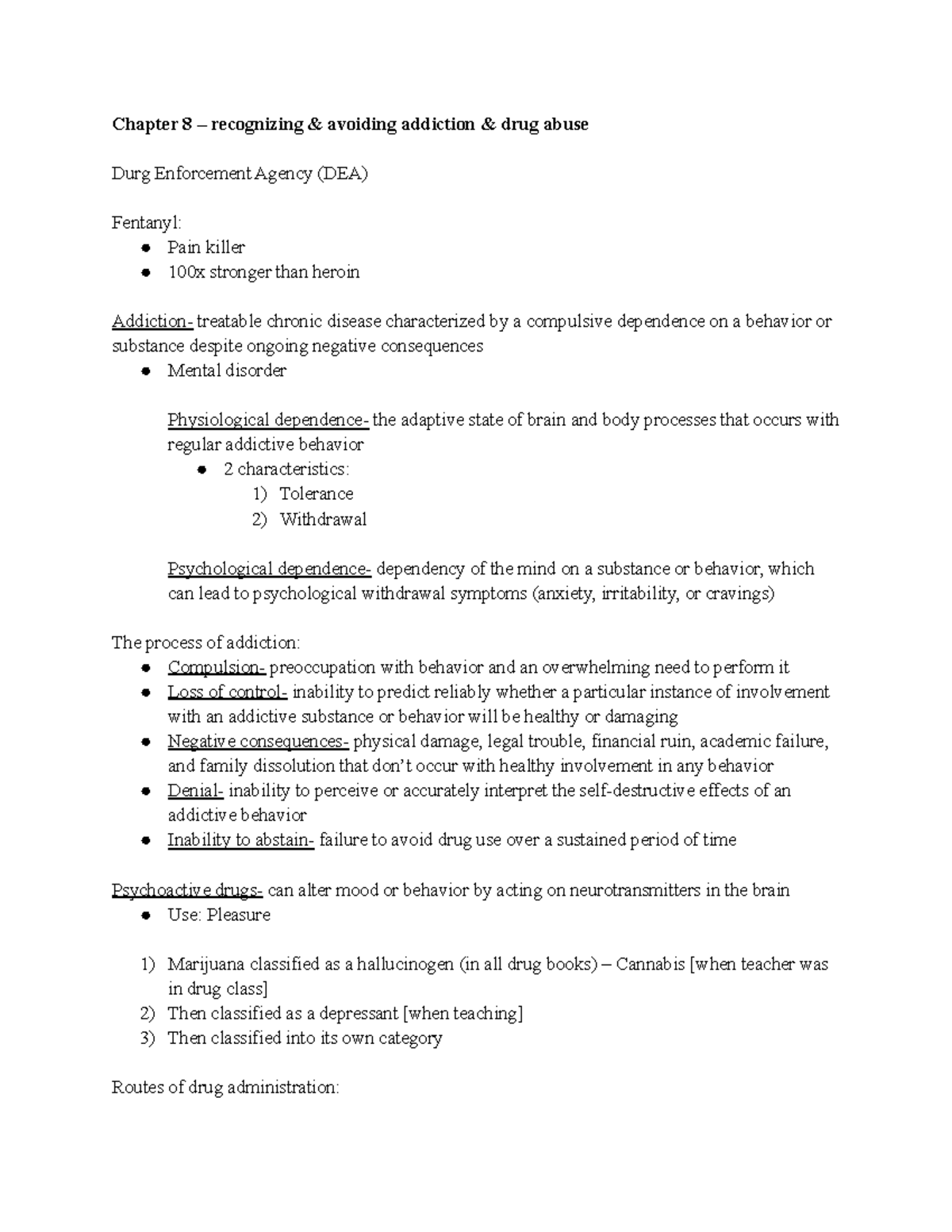HLTH 100 - Chapter 8 Lecture Notes - Chapter 8 – recognizing & avoiding ...