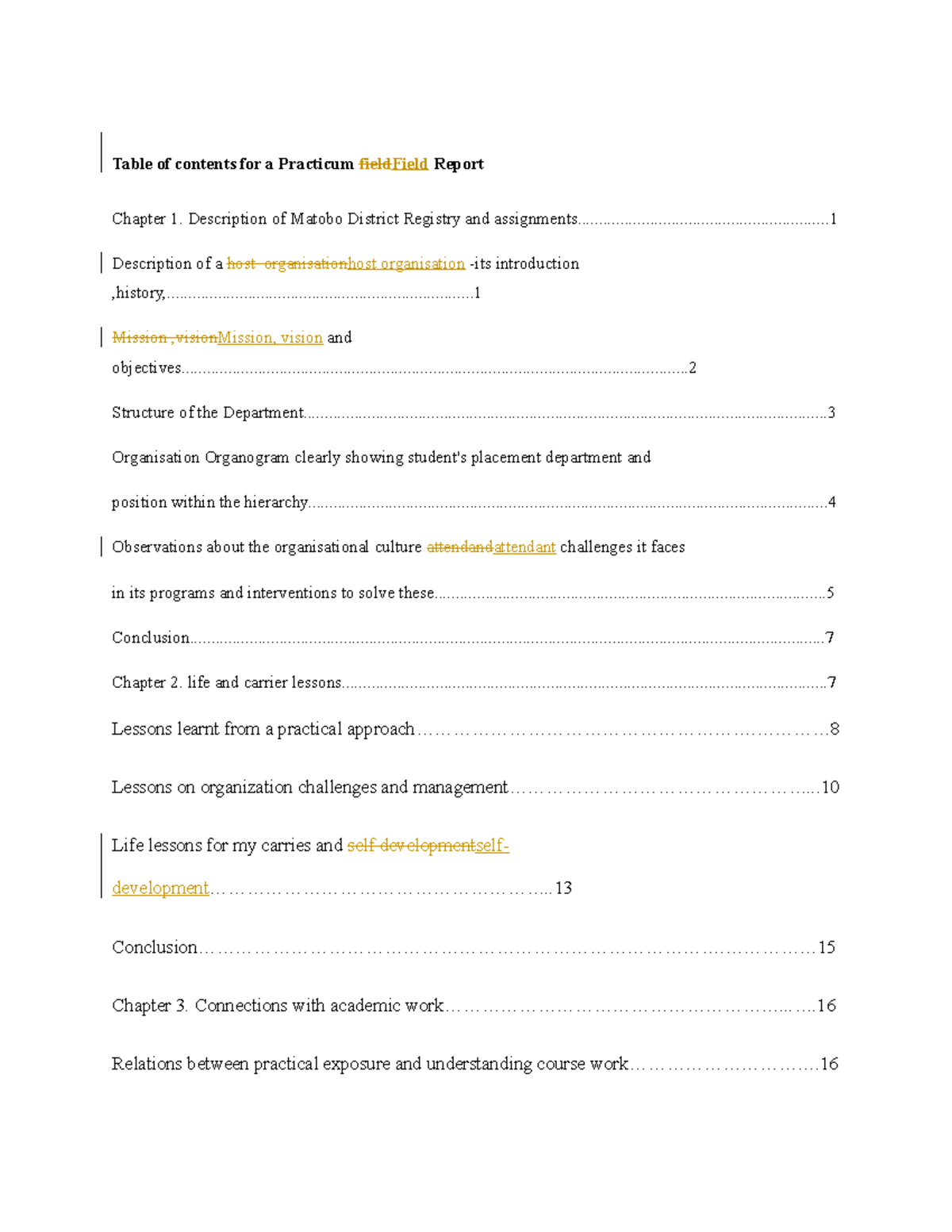 Abbie Practicum Report Polished May - Table of contents for a Practicum ...
