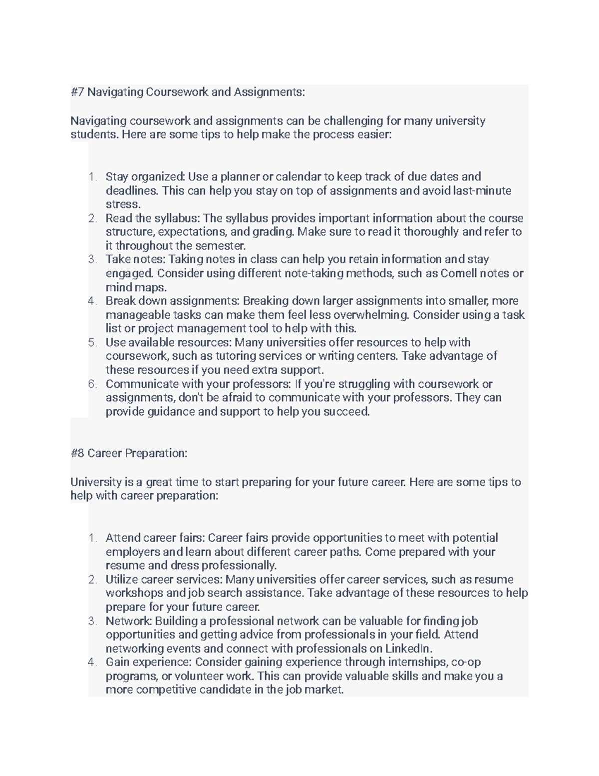 University Experience 7-8 - #7 Navigating Coursework and Assignments ...