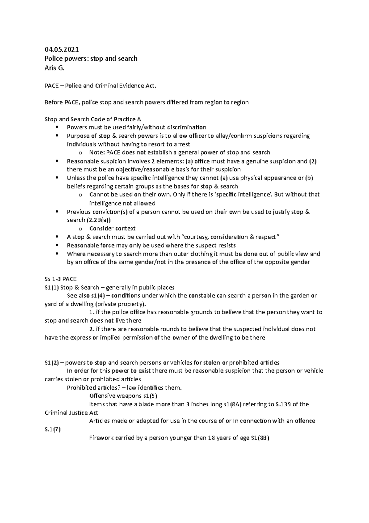 Police stop and search - 04. Police powers: stop and search Aris G ...