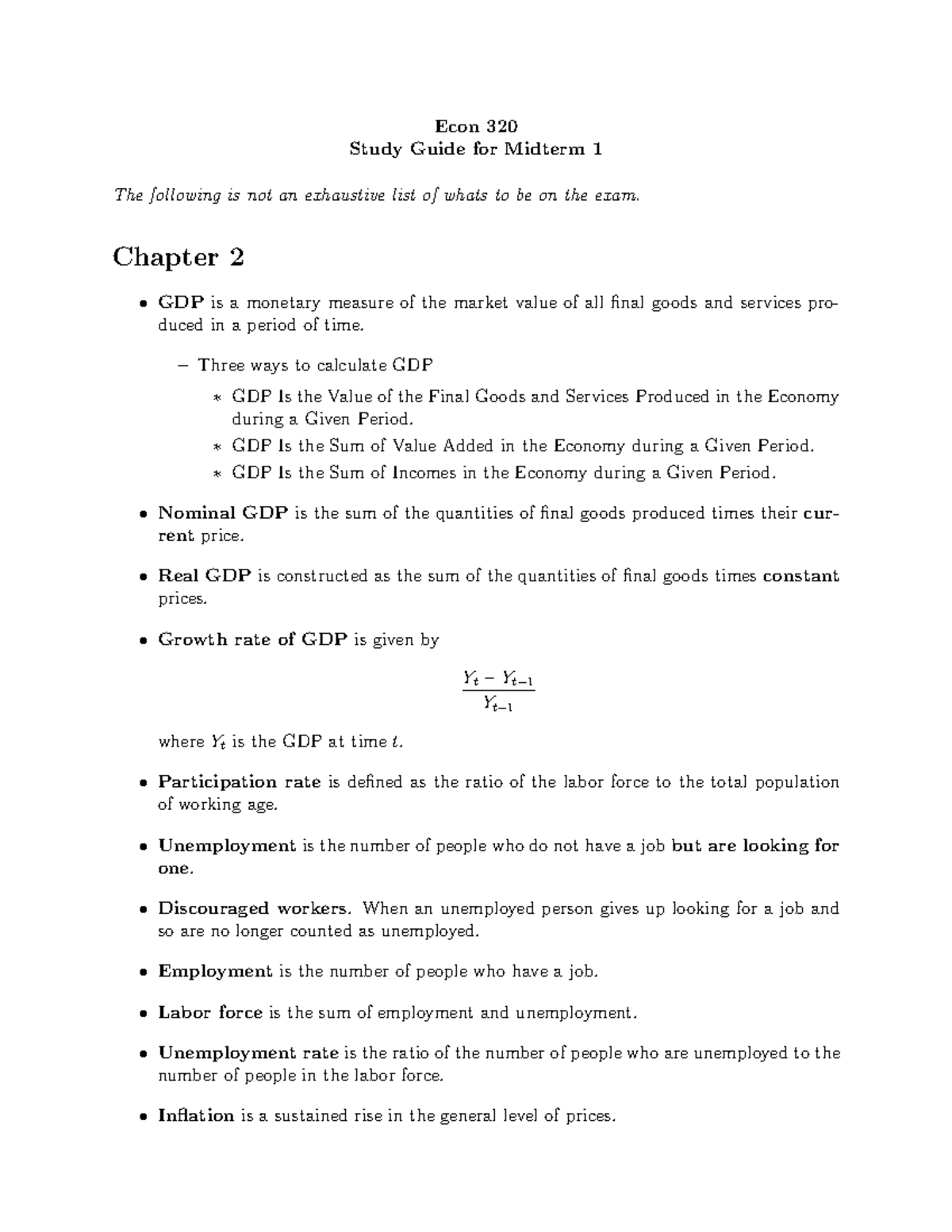 Midterm 1 Study Guide with Homework Problem Set Solutions - Econ 320 ...
