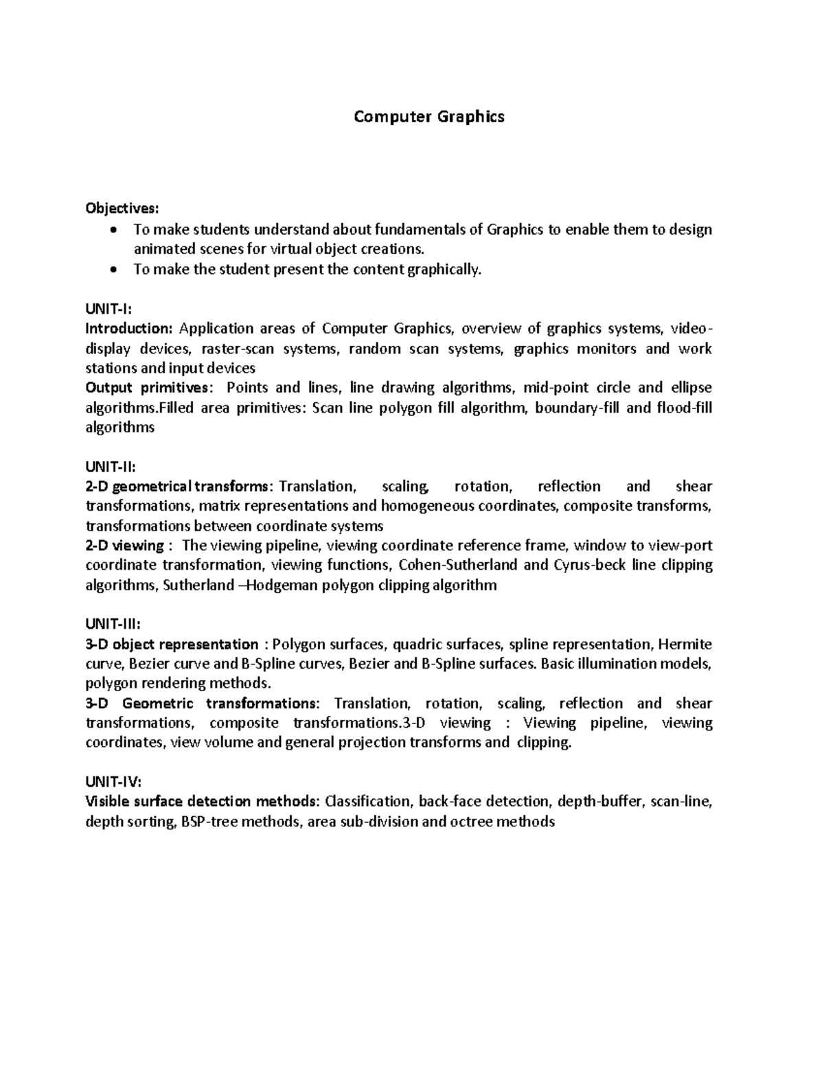 Computer Graphics Notes - Objectives: To make students understand about ...