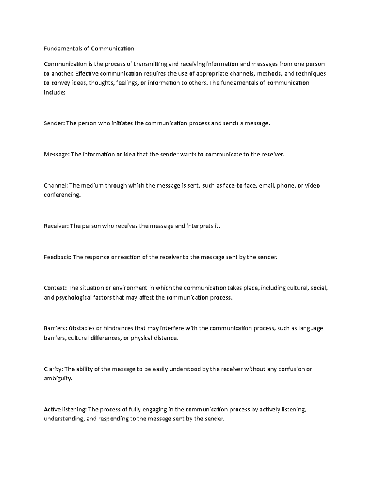 Communication - Fundamentals of CommunicationCommunication is the ...