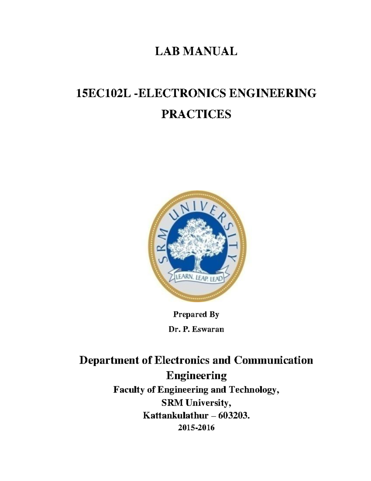 15ec102l electronics engineering practices - LAB MANUAL 15EC102L -ELECTRONICS ENGINEERING ...