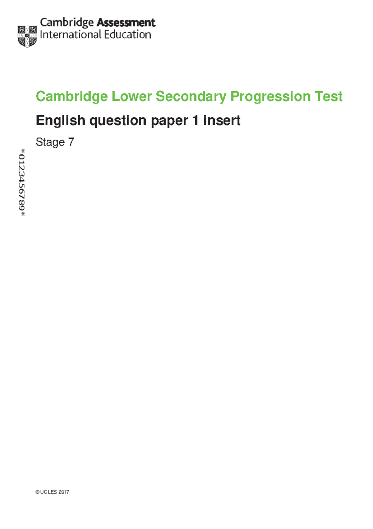 Cambridge lower secondary progression test english question paper 1 ...