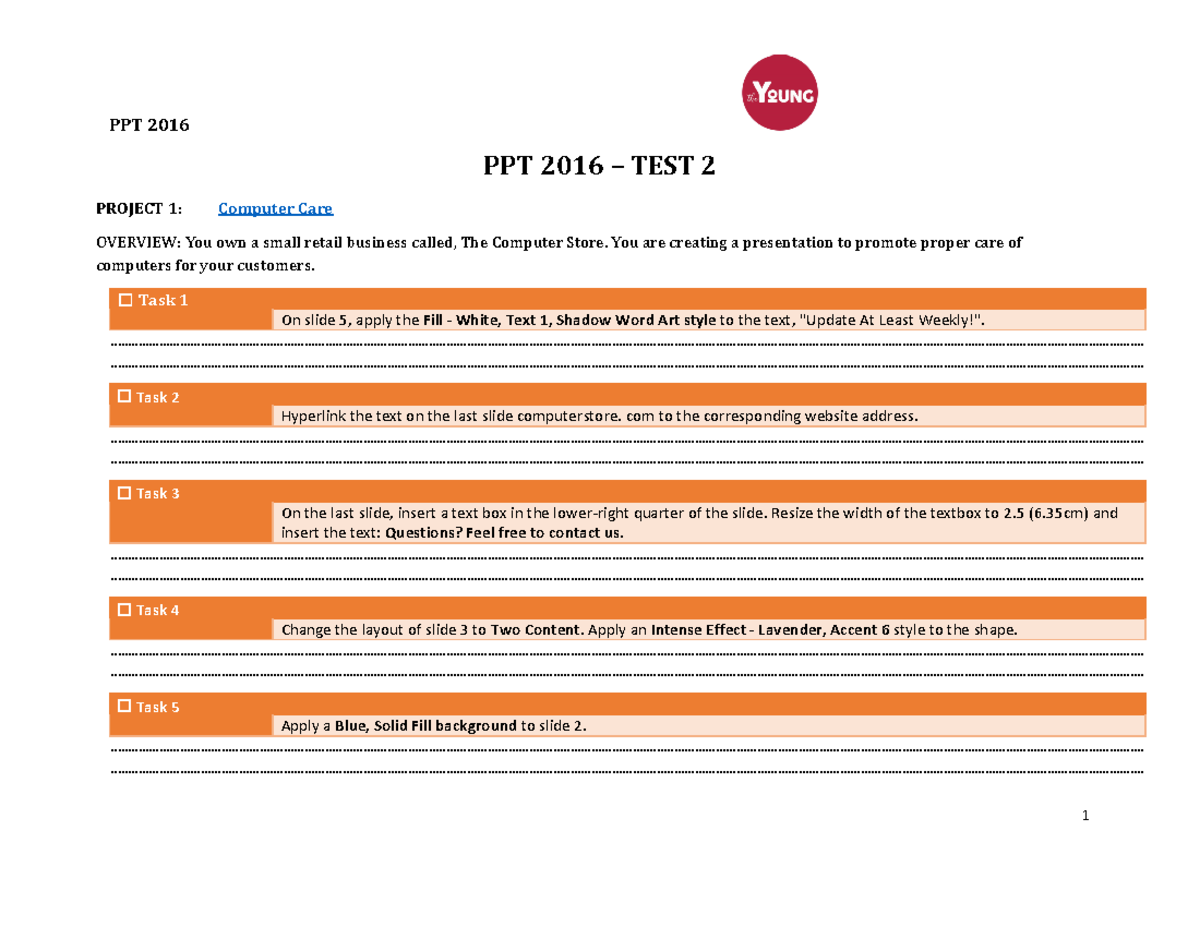 [the Young PPT] MOCK TEST 2 - PPT 2016 – TEST 2 PROJECT 1: Computer ...