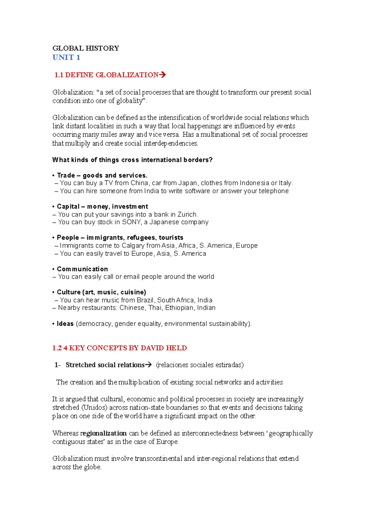 Global History exam - apuntes - GLOBAL HISTORY UNIT 1 1 DEFINE ...