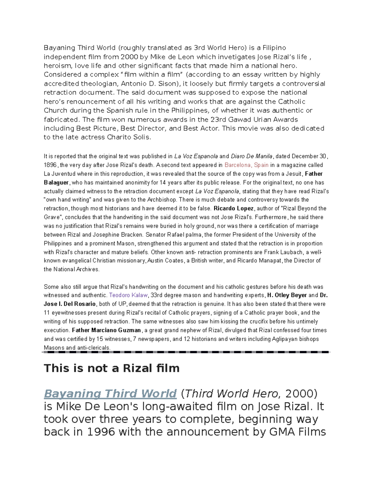 Pdfcoffee - Movie - Bayaning Third World (roughly translated as 3rd ...