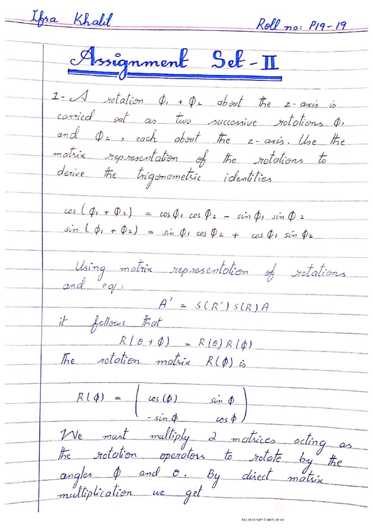 Applied mathematics assignment set 2 ( Ifra Khalil P19-19) - Ifra ...