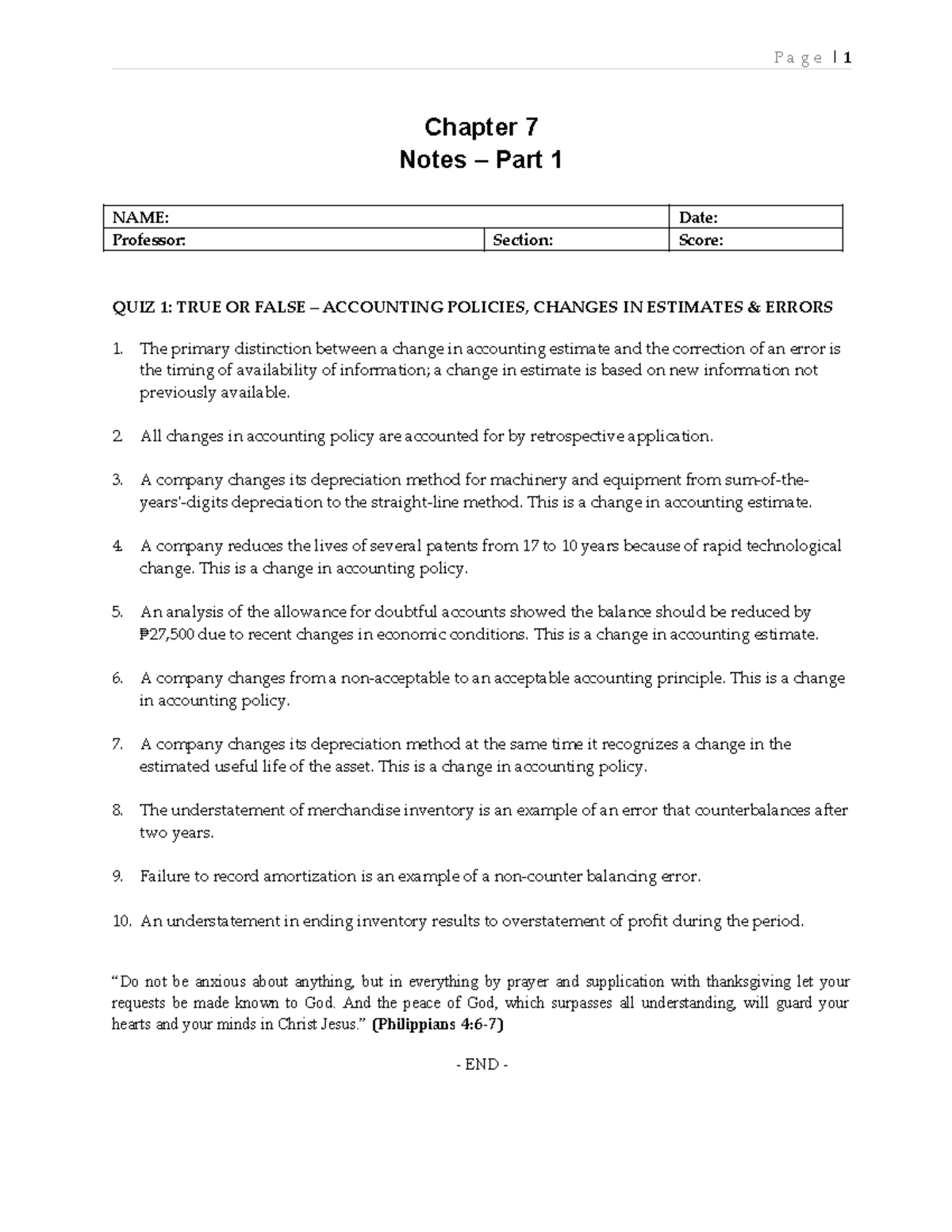 Intermediate Accounting 3_Chapter 7 part 1-quiz - Chapter 7 Notes ...