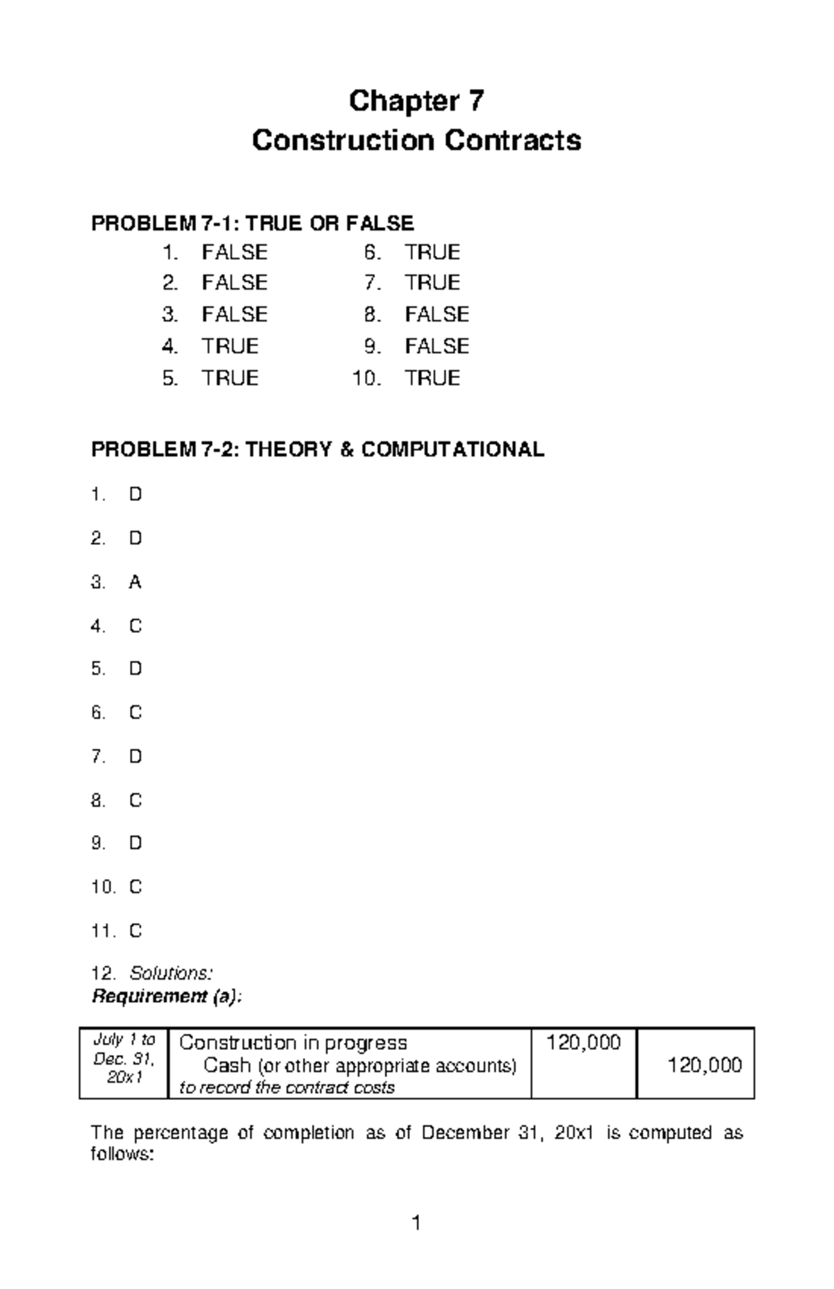 Chapter 7 - Construction Contracts - Chapter 7 Construction Contracts ...