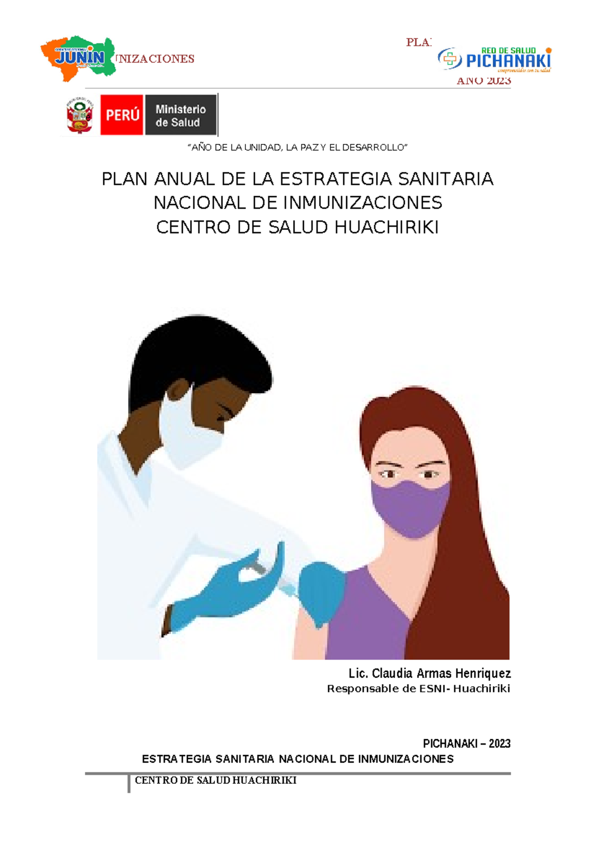 PLAN DE Trabajo ESNI - INMUNIZACIONES AÑO 2023 e “AÑO DE LA UNIDAD, LA ...