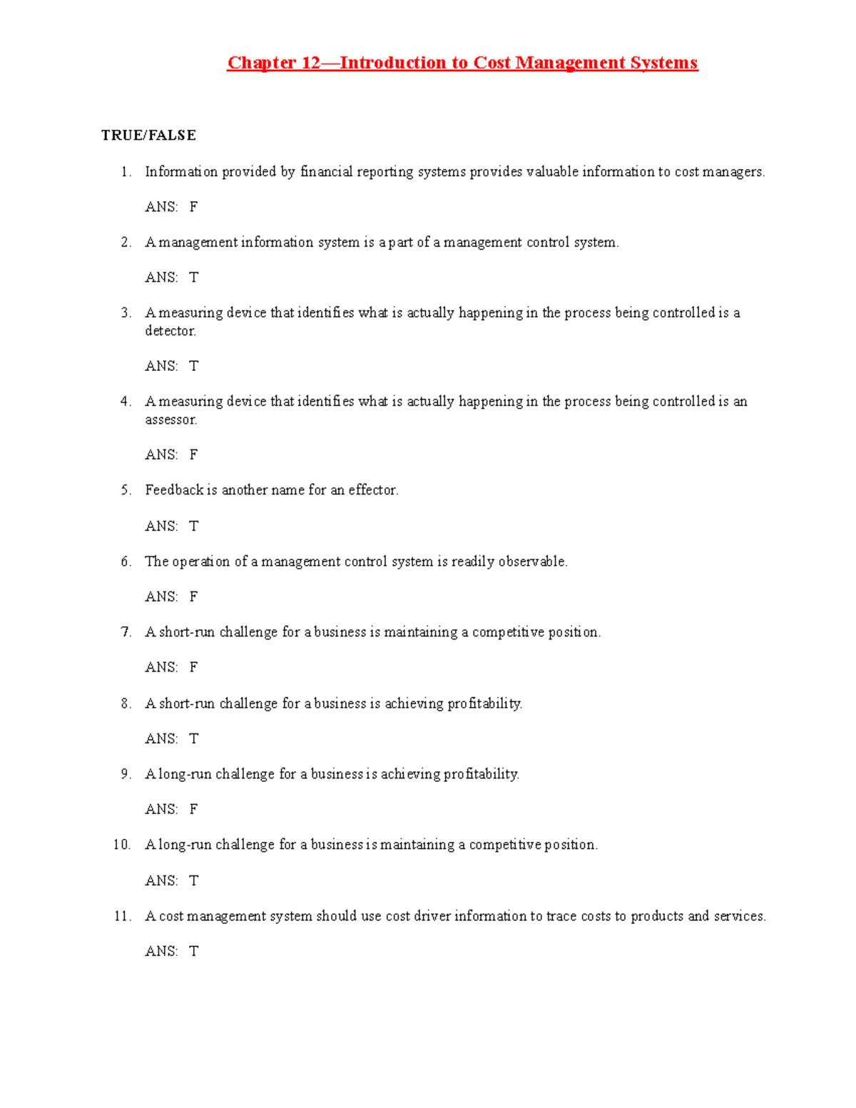 Ch12 Introduction to Cost Management Systems - Chapter 12—Introduction ...