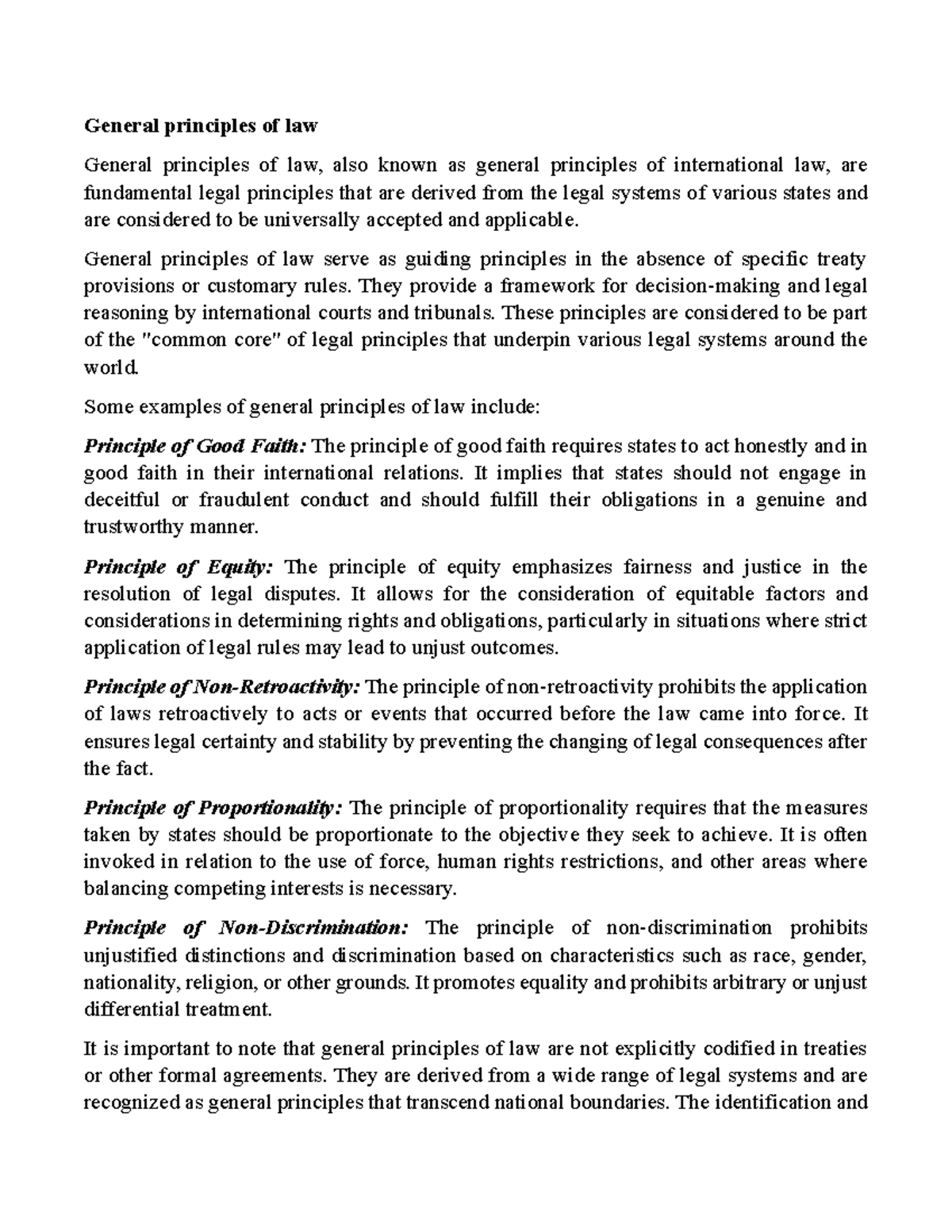 International law reading 04 - General principles of law General ...